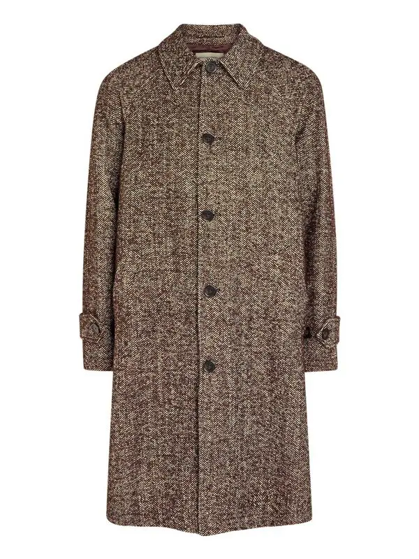Officine Générale Hudson Herringbone Cotton-blend Coat - Brown