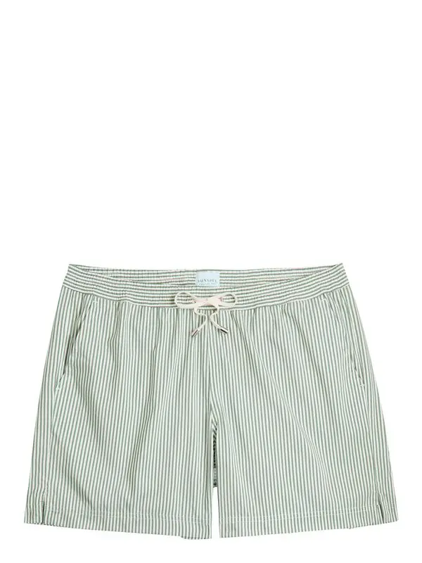 Sunspel Striped Cotton-blend Swim Shorts - Green