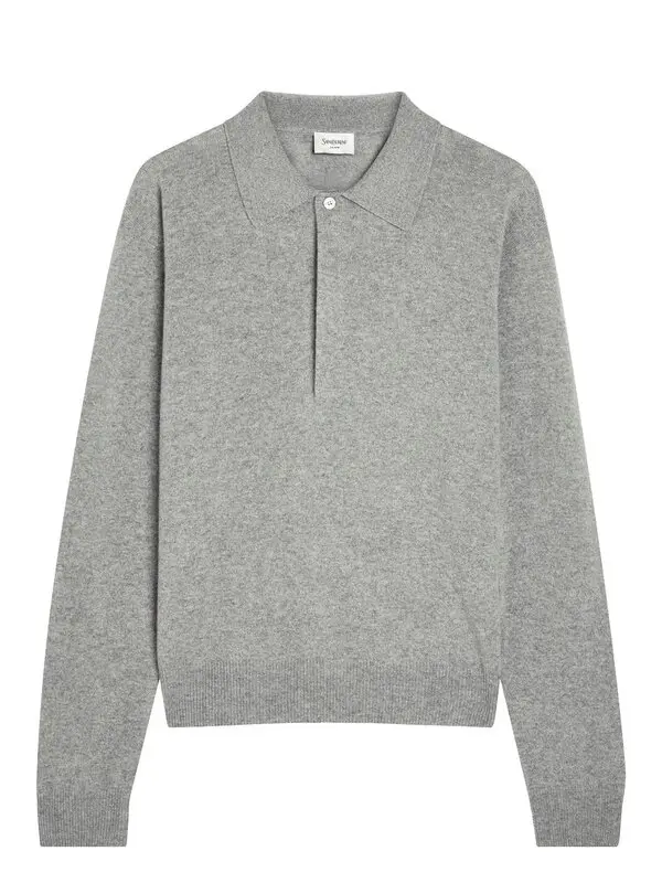 Saint Laurent Wool Polo Jumper - Grey