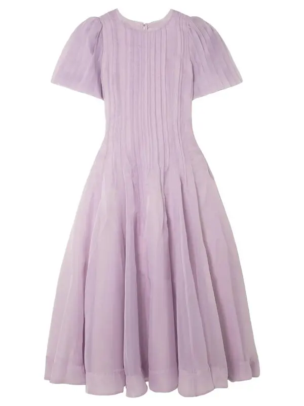 Aje Nova Pleated Organza Midi Dress - Purple