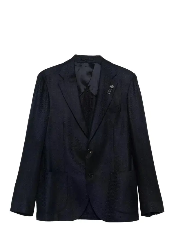 LARDINI Panama-textured Blazer - Blue