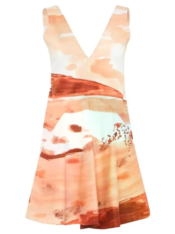 JW Anderson Watercolour Print V-neck Dress - Red