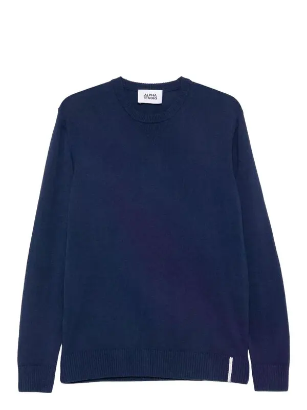 Alpha Studio Crew-neck Wool Sweater - Blue