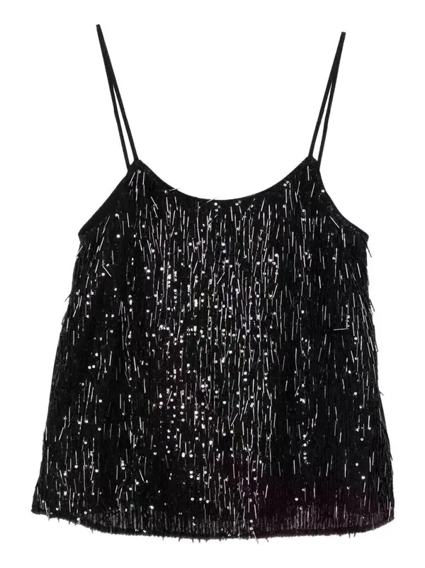 TWINSET Sequin Fringe Top - Black