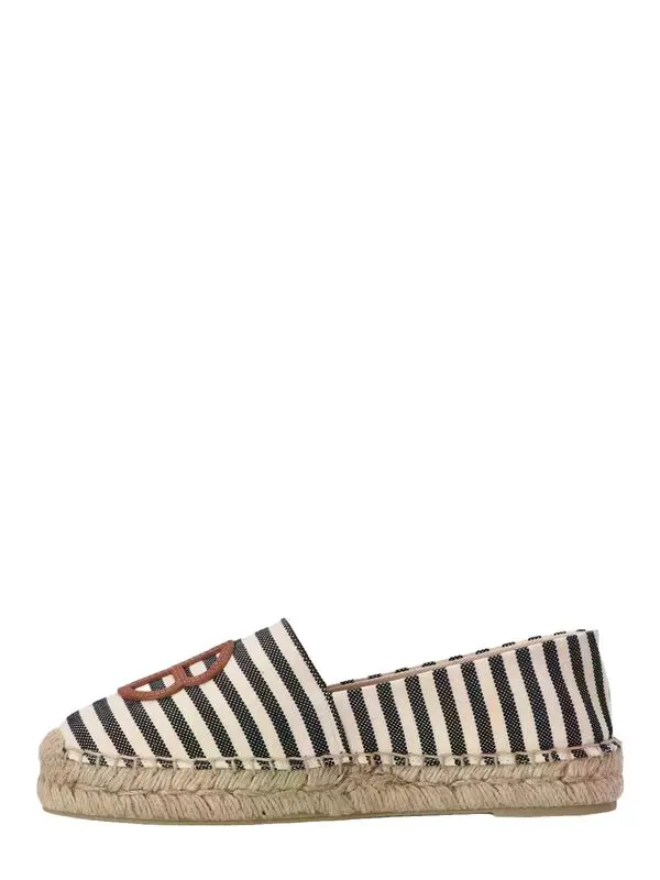 ANINE BING Striped Logo Flat Espadrilles - White