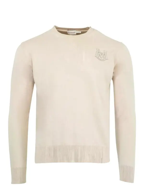 Moncler Logo-patch Crew-neck Sweater - Neutrals