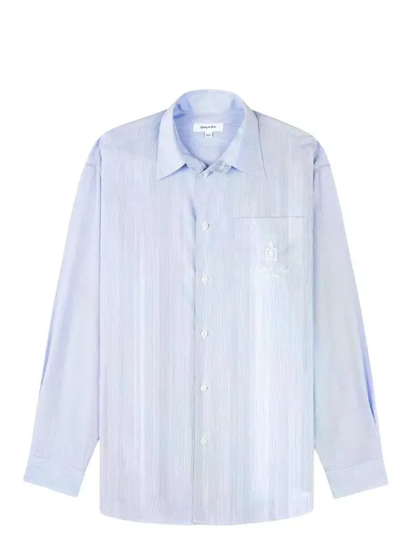 SPORTY & RICH Striped Embroidered Shirt - Blue