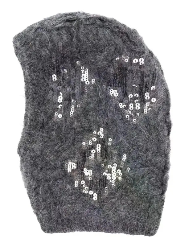 Brunello Cucinelli Knitted Embroidered Balaclava - Grey