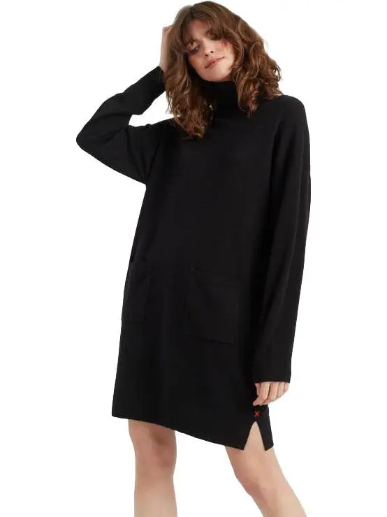 Chinti & Parker Rollneck Wool-cashmere Mini Dress - Black
