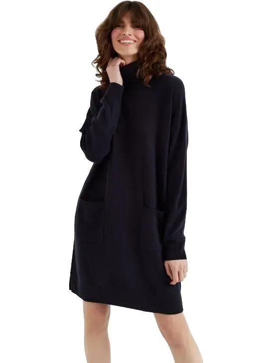 Chinti & Parker Rollneck Wool-cashmere Mini Dress - Navy