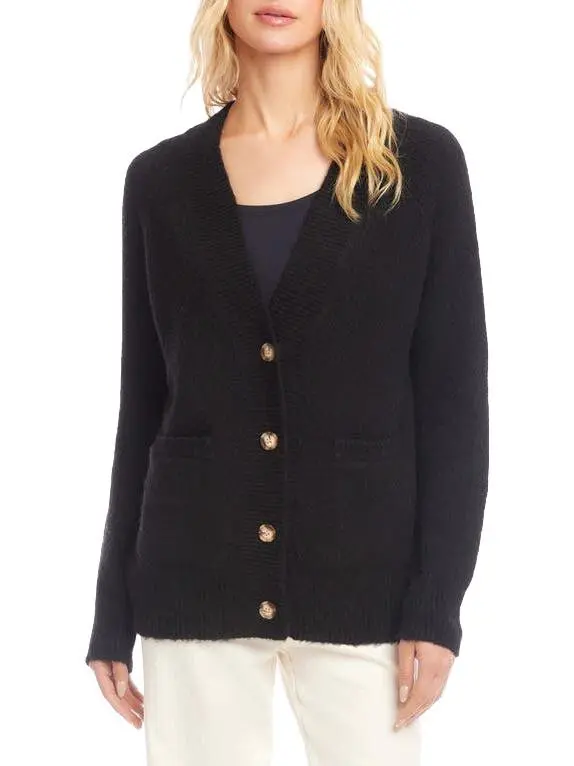 Karen Kane V-neck Relaxed Fit Cardigan - Black