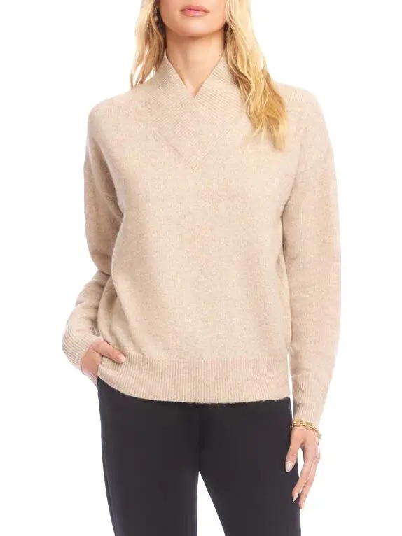 Karen Kane Crossover Collar Sweater - Sand