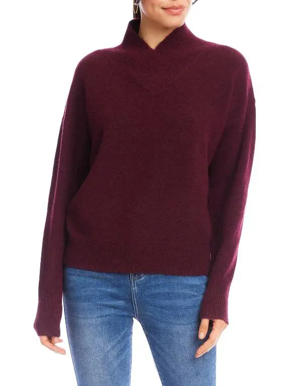 Karen Kane Crossover Collar Sweater - Wine