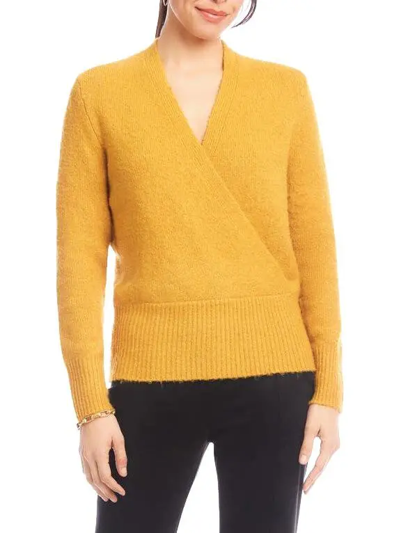 Karen Kane Surplice V-neck Sweater - Gold