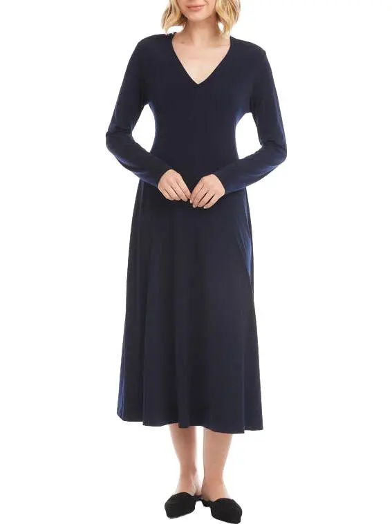 Karen Kane Kate Long Sleeve Jersey Midi Dress - Navy