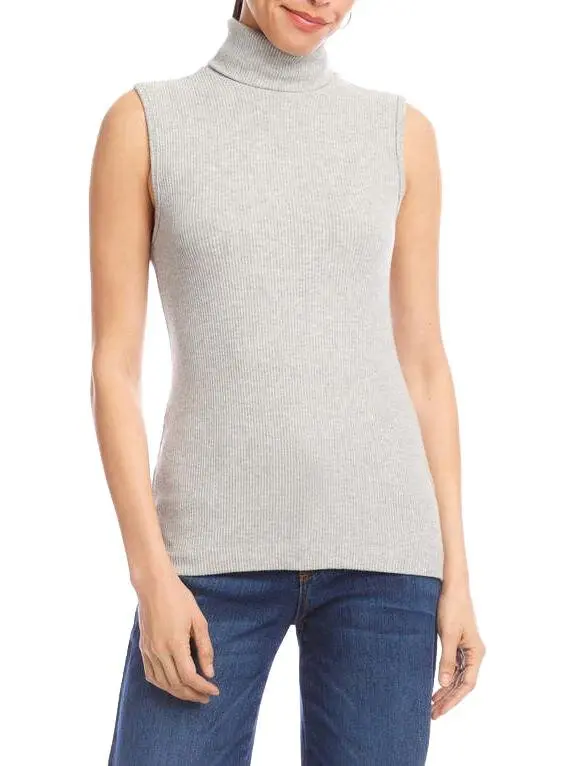 Karen Kane Sleeveless Ribbed Turtleneck Top - Heather Gray