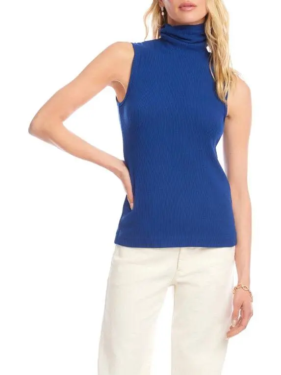 Karen Kane Sleeveless Ribbed Turtleneck Top - Indigo