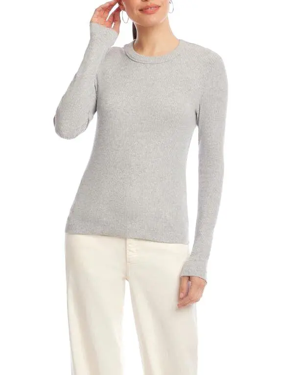 Karen Kane Long Sleeve Rib Top - Heather Gray