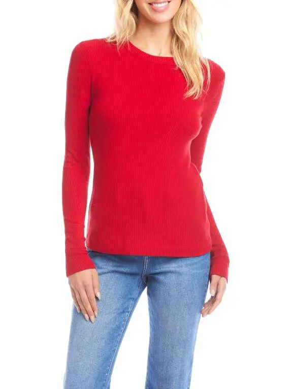 Karen Kane Long Sleeve Rib Top - Red