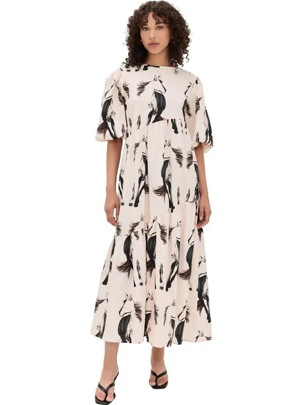 THE LULO PROJECT Armenia Maxi Dress - Beige Horses