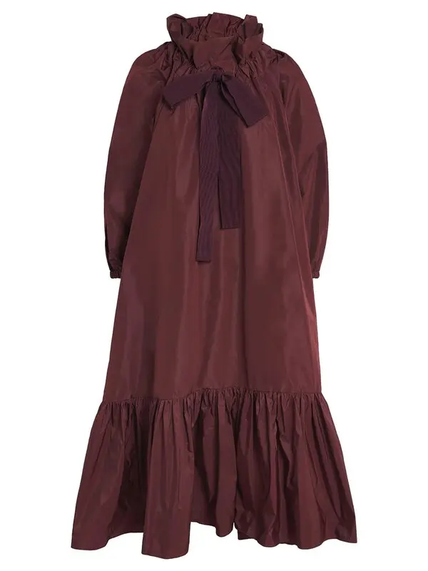Patou Ruffle-hem Midi Dress - Burgundy