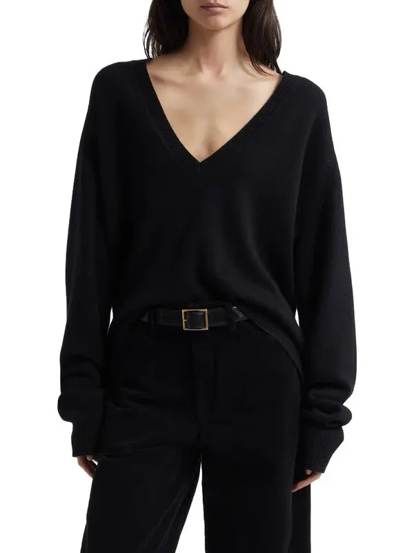 NILI LOTAN Feron Cashmere V-neck Sweater - Black
