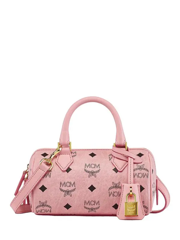 Mcm Mini Ella Boston Bag In Visetos - Soft Pink