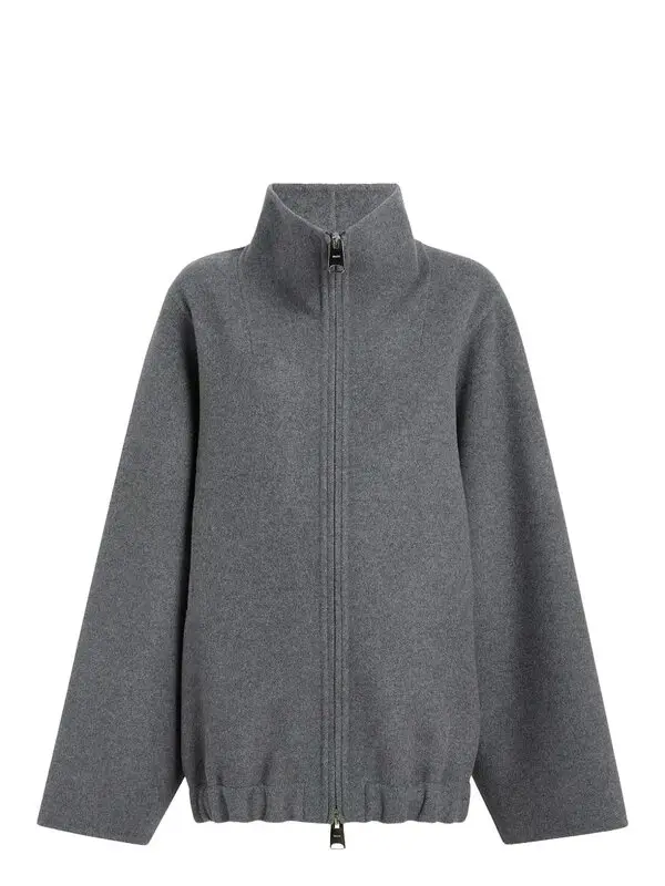 Khaite Garret High-neck Zip-front Jacket - Grey