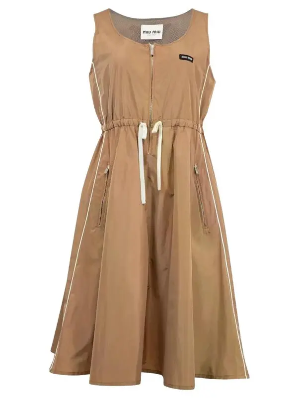 Miu Miu Drawstring-waist Midi Dress - Brown