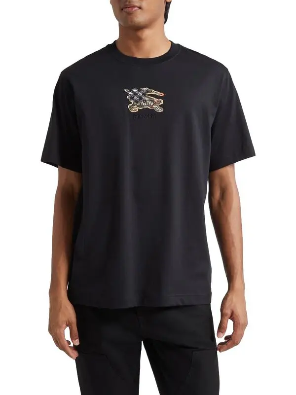 Burberry Seth Ekd Cotton Jersey T-shirt - Black