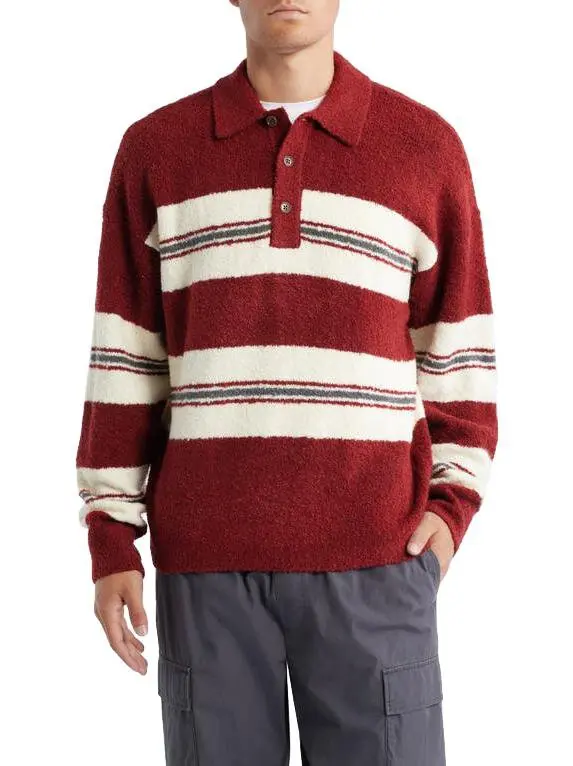 Bp. Stripe Oversized Polo Sweater - Burgundy Chad Stripe