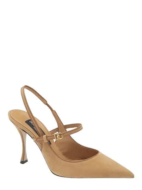 Dolce & Gabbana Pointed Toe Slingback Pump - 8s727 Beige/cammello