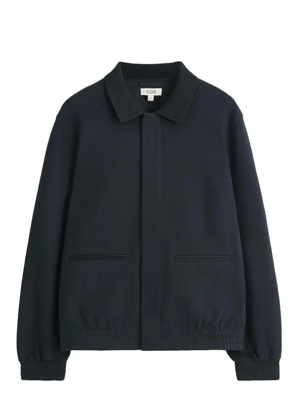 Cos Jersey Harrington Jacket - Navy