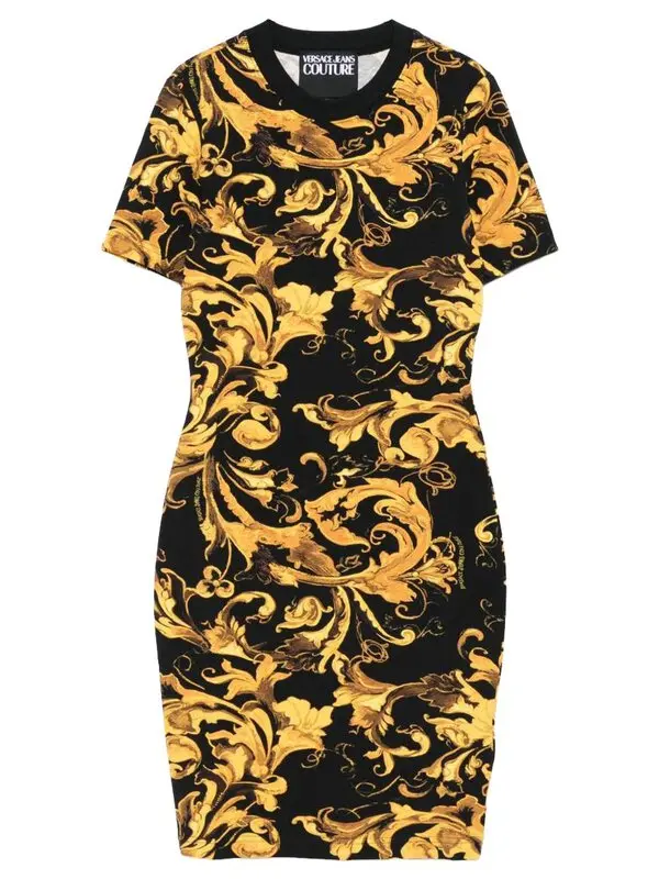 Versace Baroque Print Short Dress - Black