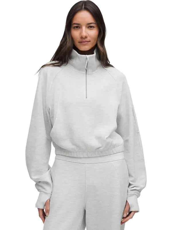 Lululemon Scuba Cropped Funnel-neck Half Zip - Heathered Core Ultra Light Grey