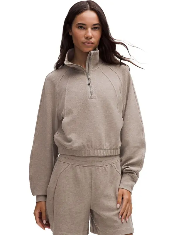 Lululemon Scuba Cropped Funnel-neck Half Zip - Heathered Warm Ash Grey