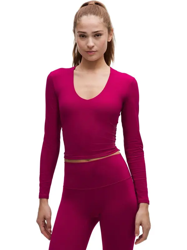 Lululemon All It Takes Ribbed Nulu V-neck Long-sleeve Shirt - Berry Rumble
