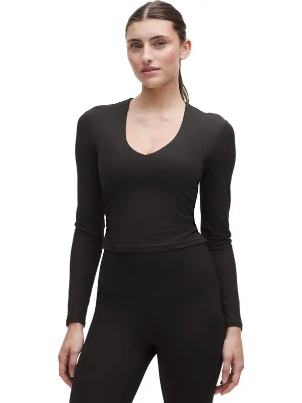 Lululemon All It Takes Ribbed Nulu V-neck Long-sleeve Shirt - Black