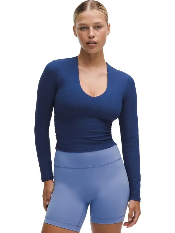 Lululemon Ribbed Nulu V-neck Long-sleeve Shirt - Clubhouse Blue
