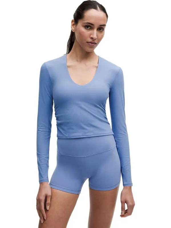 Lululemon Ribbed Nulu V-neck Long-sleeve Shirt - Prep Blue