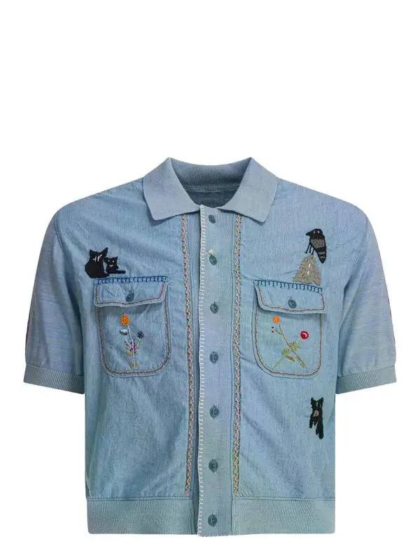 Kapital Embroidered-pocket Shirt - Blue