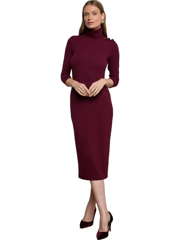 L'Agence Voletta Turtleneck Midi Dress - Dark Port