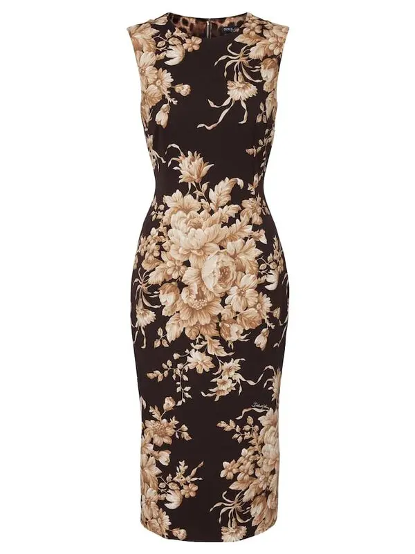 Dolce & Gabbana Floral Silk-blend Charmeuse Midi Dress - Brown