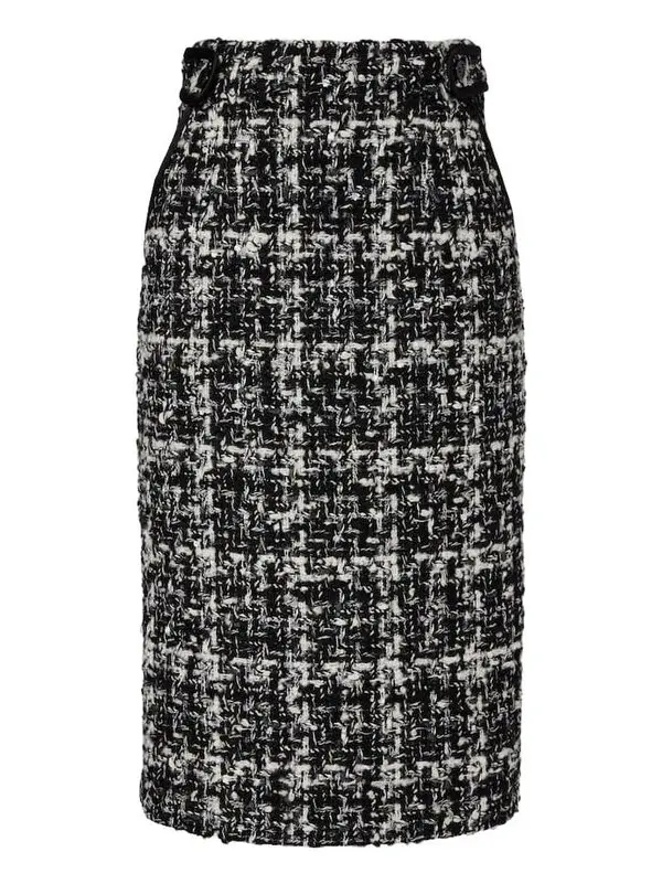 Dolce & Gabbana Checked Midi Skirt - Black