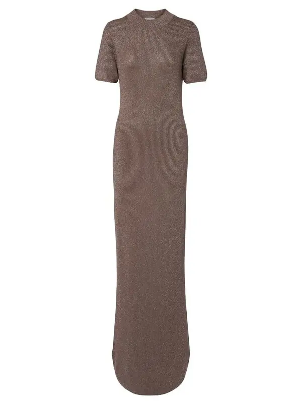 Brunello Cucinelli Ribbed-knit Cashmere-blend Maxi Dress - Brown