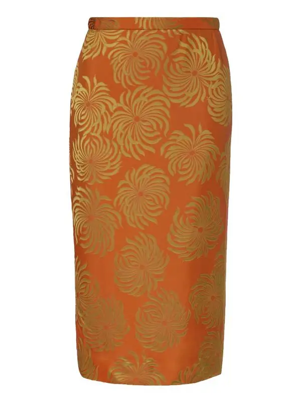 Dries Van Noten Printed Midi Skirt - Orange