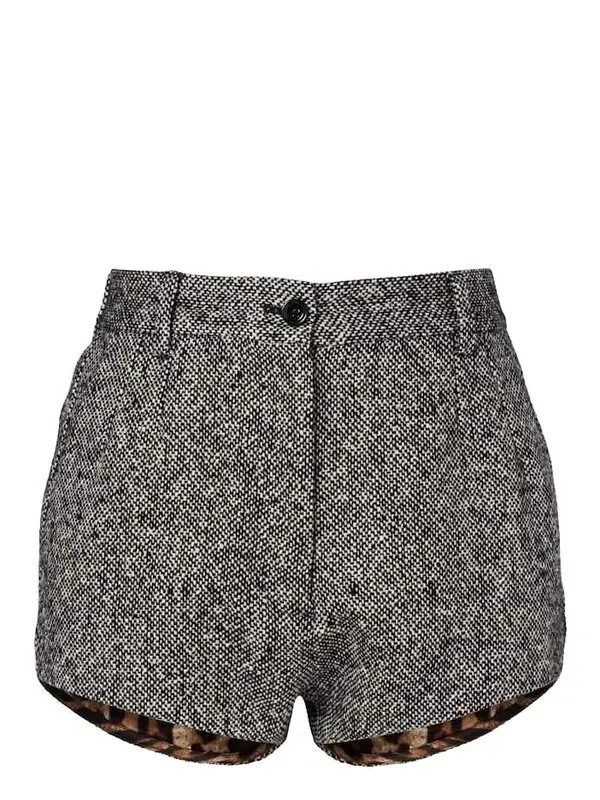 Dolce & Gabbana High-rise Wool And Cotton-blend Shorts - Grey