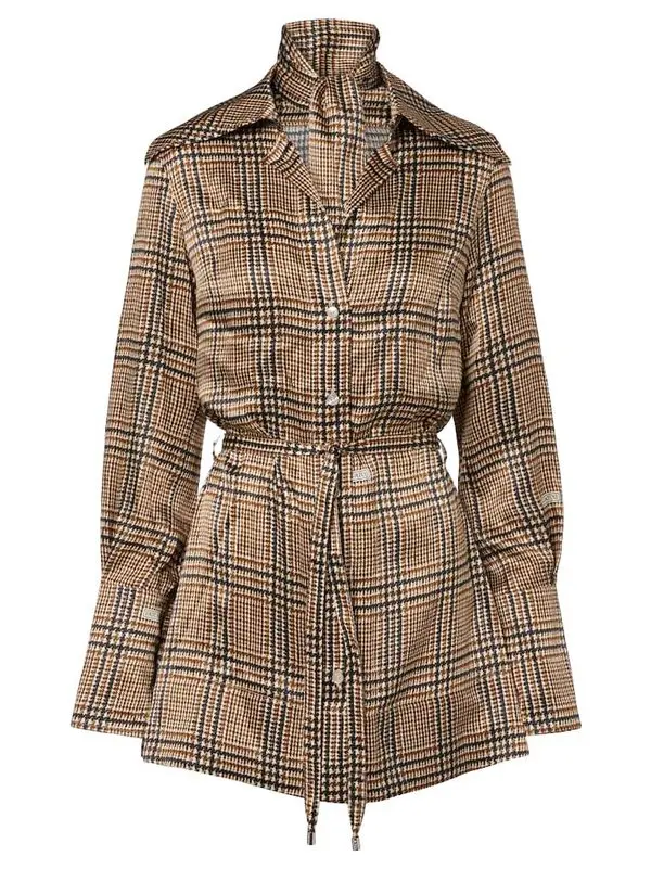Patou Prince Of Wales Check Silk Shirt Dress - Neutrals