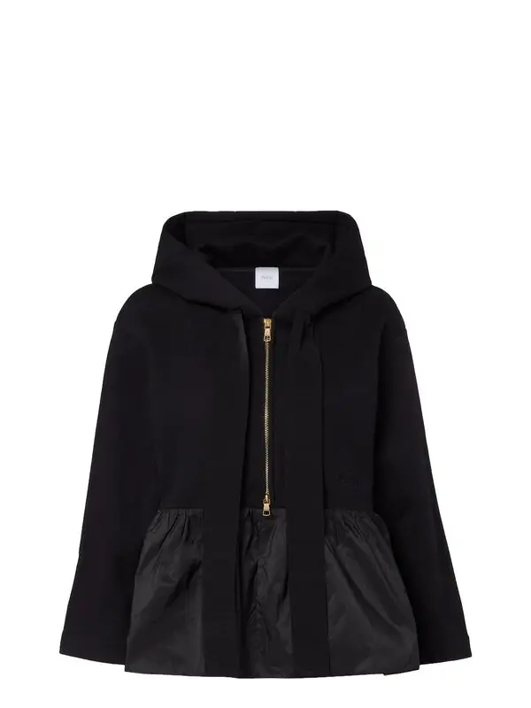 Patou Faille-trimmed Cotton Jersey Zip-up Hoodie - Black