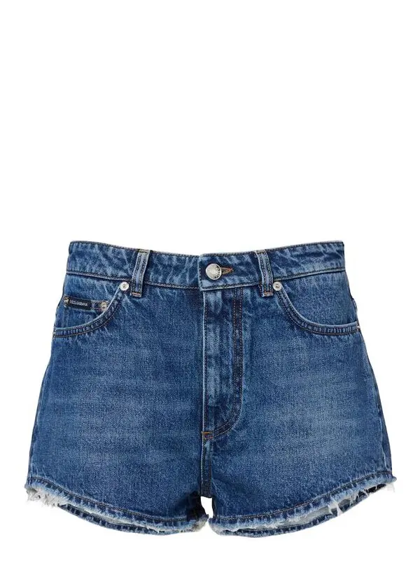 Dolce & Gabbana Frayed Denim Shorts - Blue